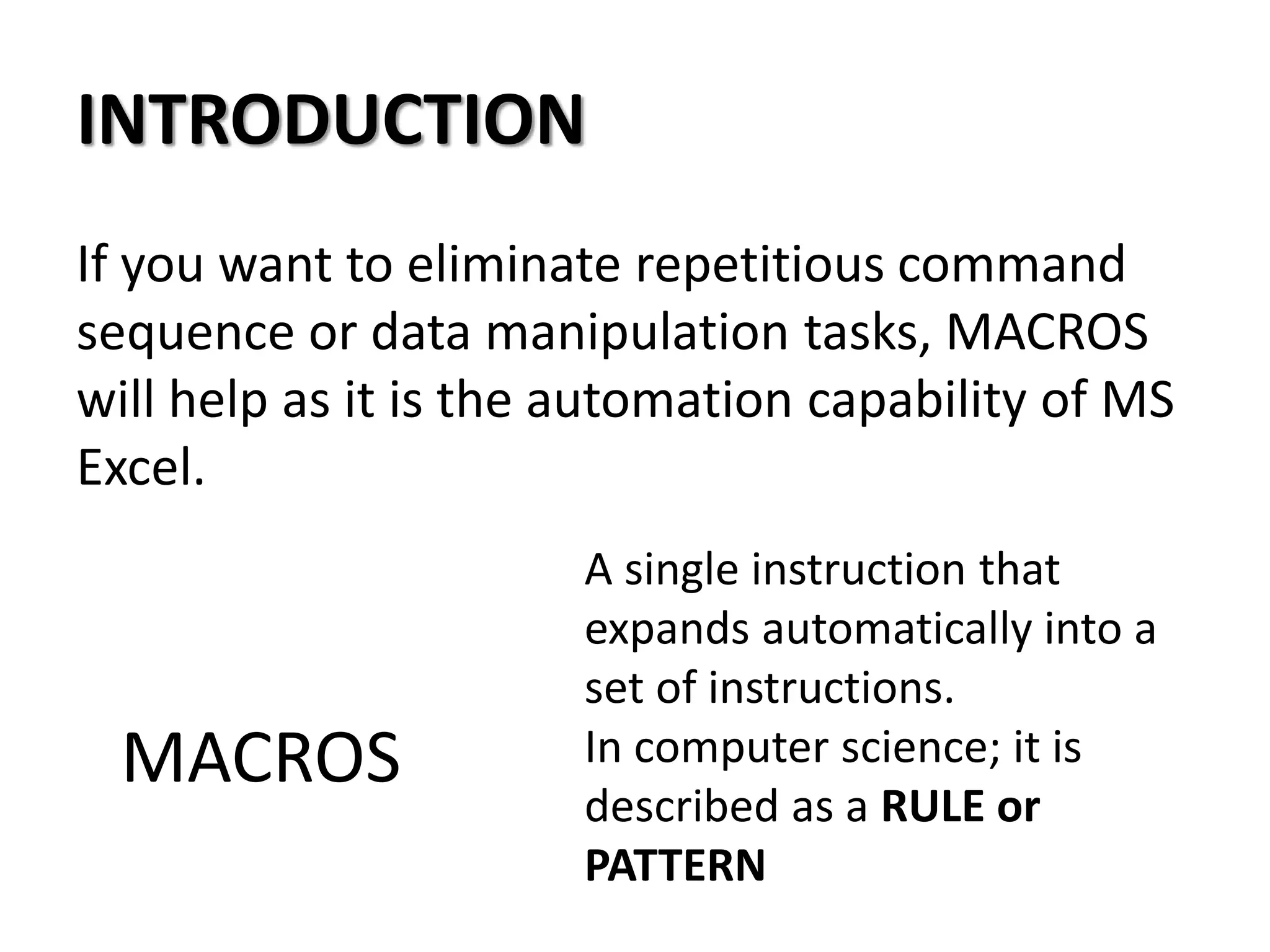 Microsoft Excel - Macros | PPTX
