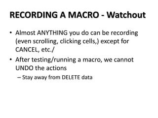 Microsoft Excel - Macros | PPTX