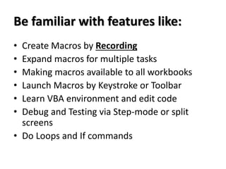 Microsoft Excel - Macros | PPTX