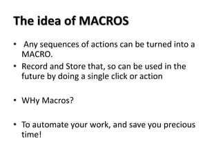 Microsoft Excel - Macros | PPTX