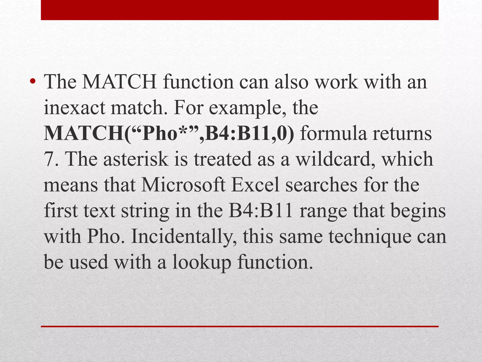 MS excel - match function | PPTX