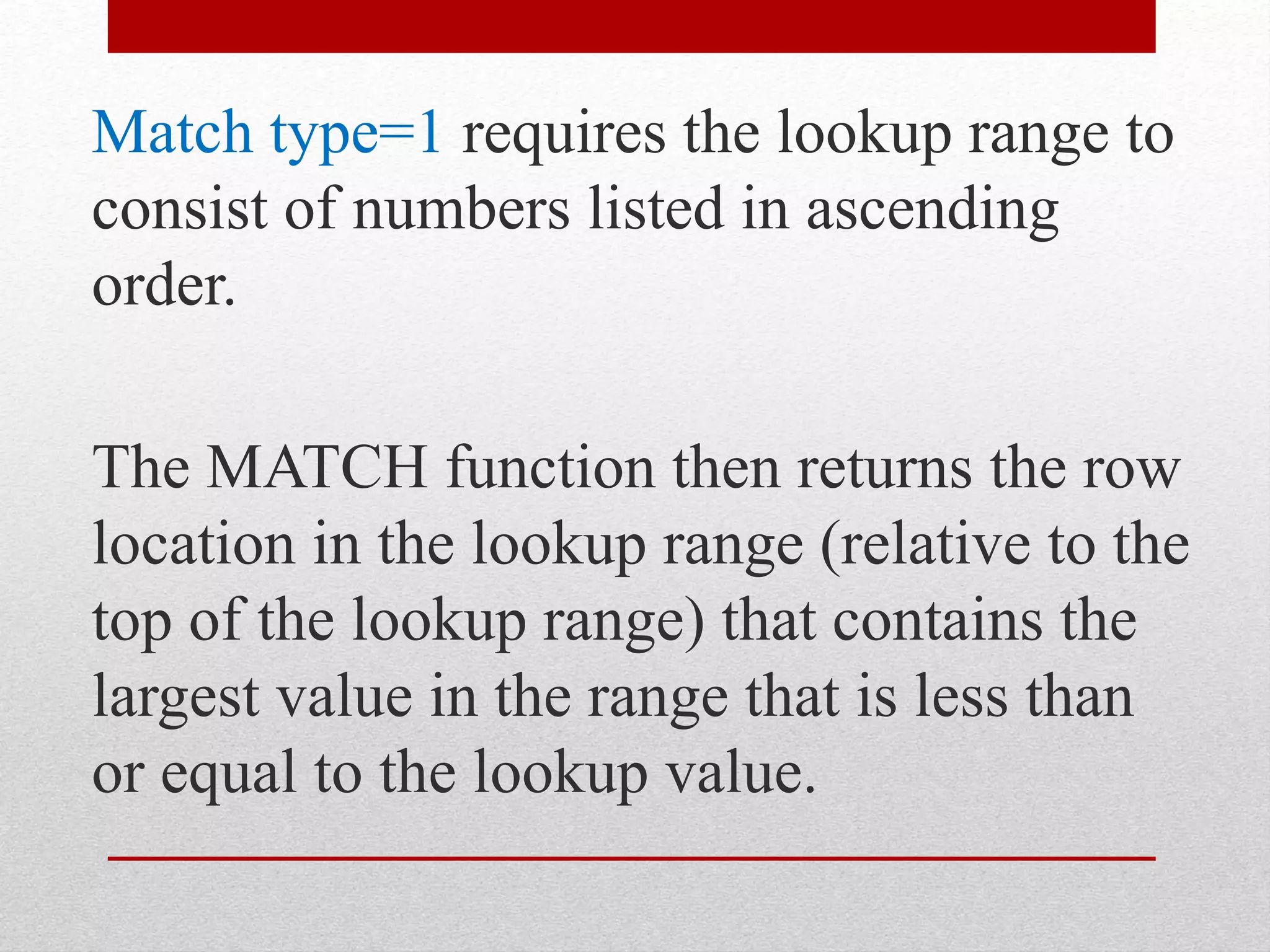MS excel - match function | PPTX