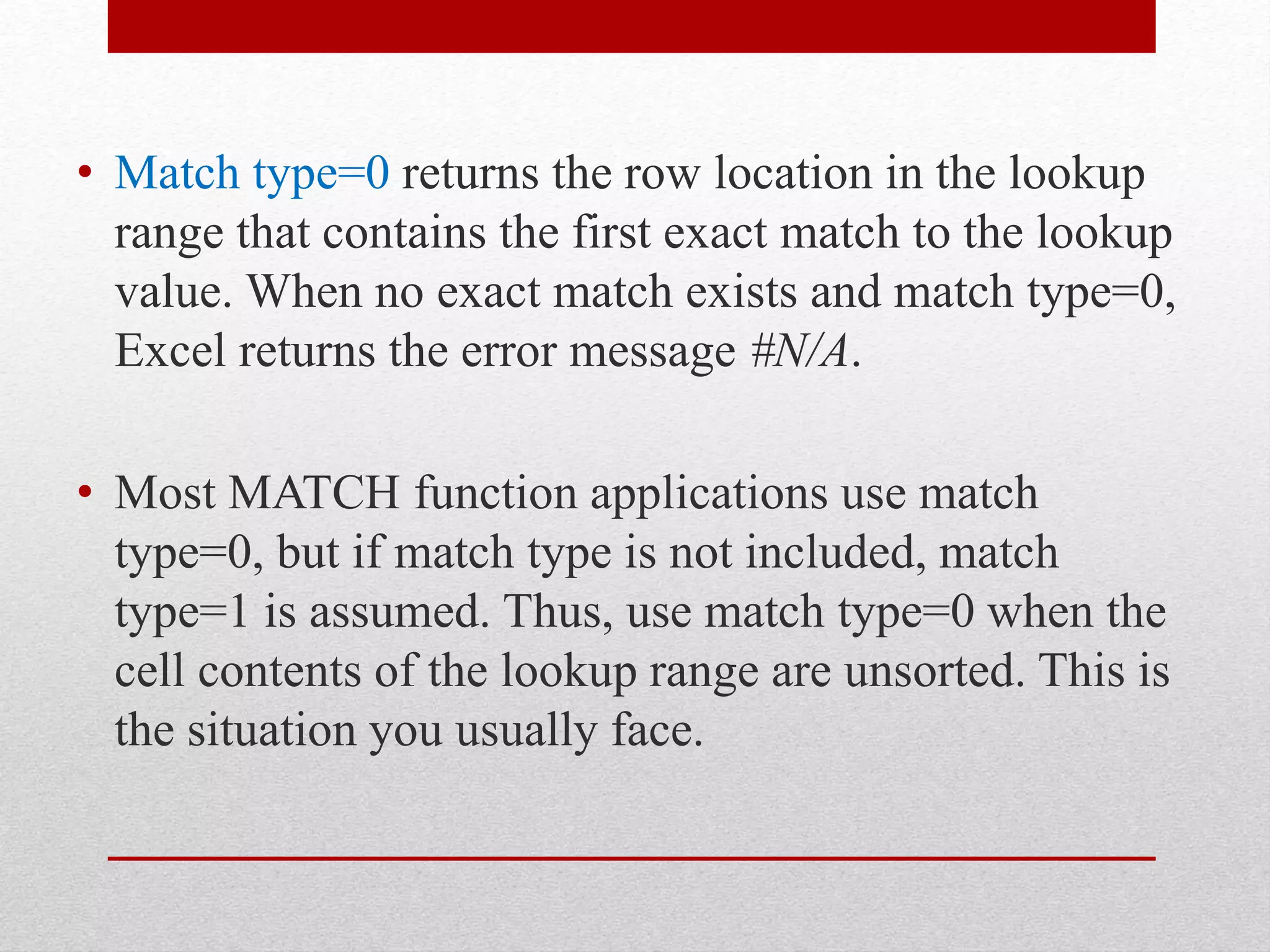 MS excel - match function | PPTX