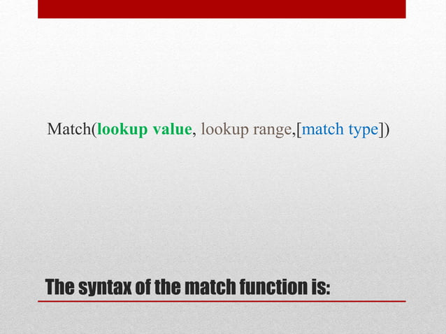 MS excel - match function | PPTX