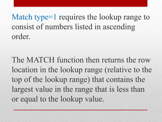 MS excel - match function | PPTX