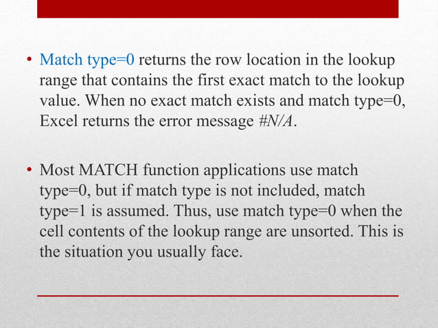 MS excel - match function | PPTX