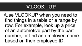 MS_EXCEL-VLOOKUP. power point presentation | PPTX | Technology & Computing
