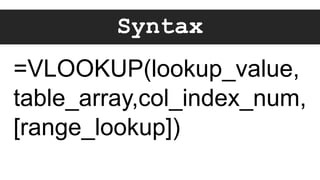 MS_EXCEL-VLOOKUP. power point presentation | PPTX | Technology & Computing