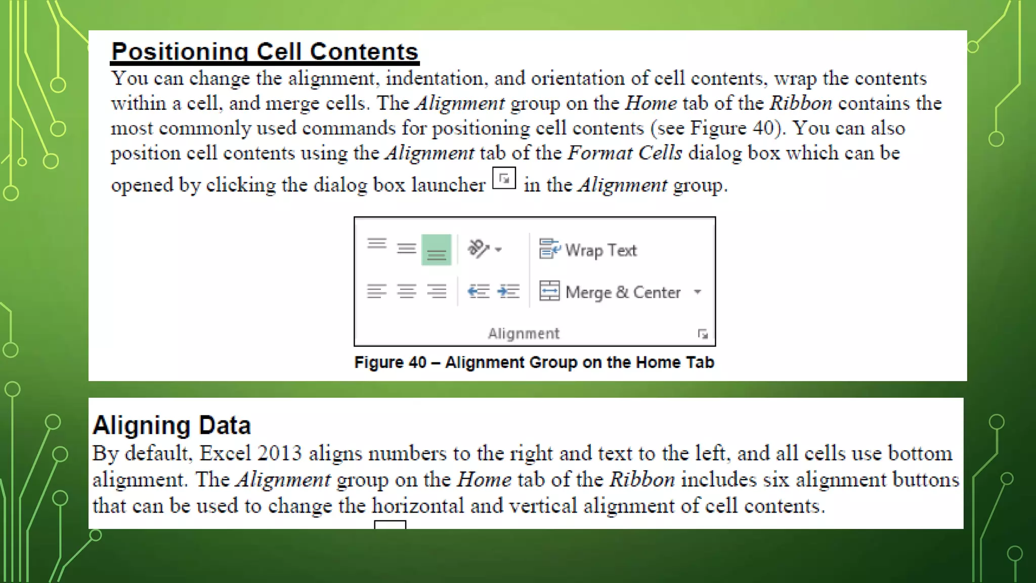 Ms excel 2013 formatting worksheets | PPTX | Technology & Computing