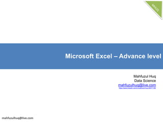 Ms excel 2016 Advance Learning | PPT