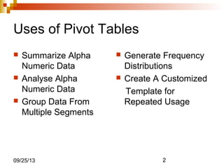 Ms excel analysis instructions | PPT