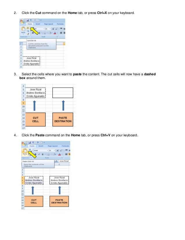 Ms excel basic command