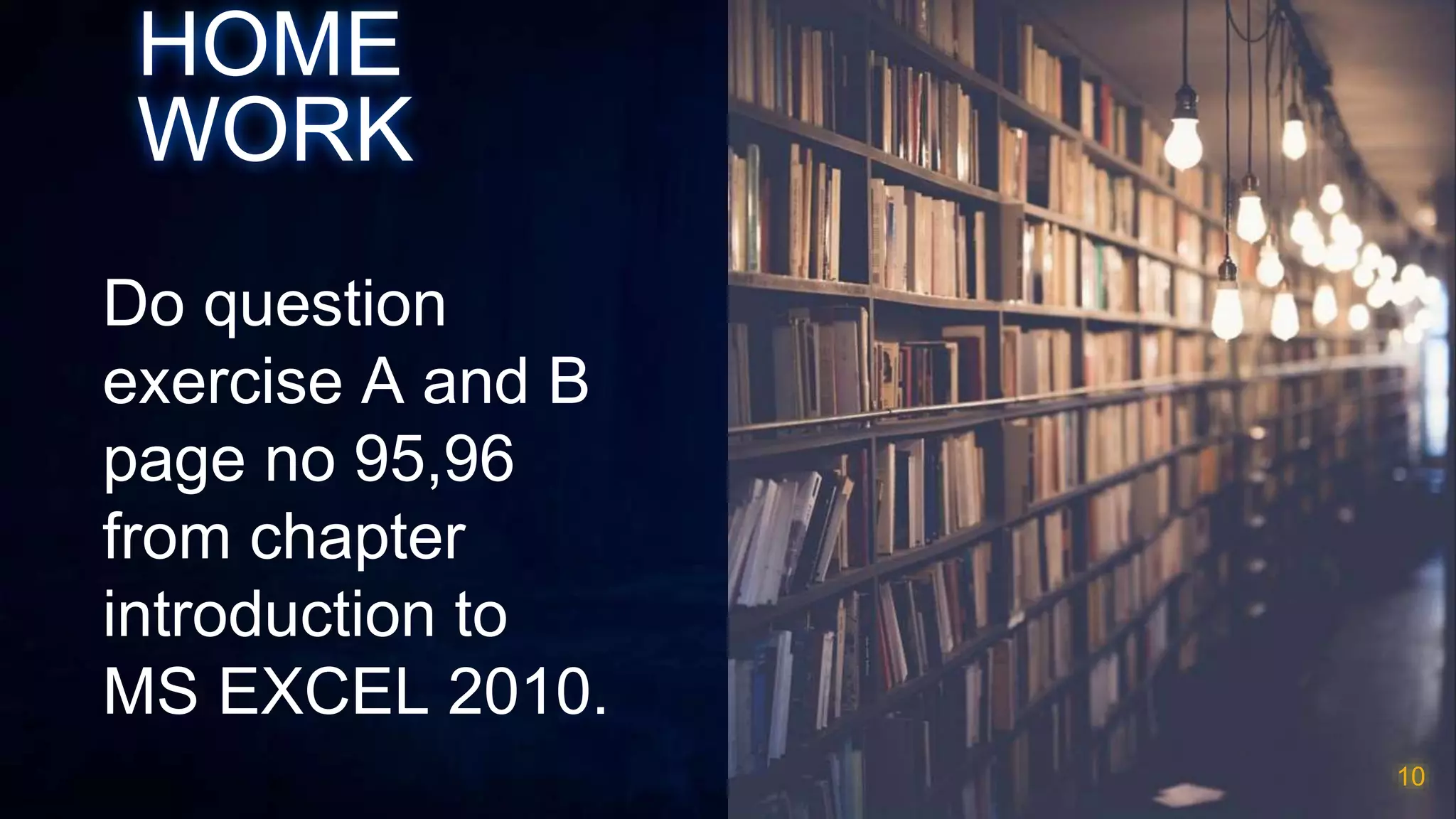 INTRODUCTION TO MS EXCEL 2010 | PPTX