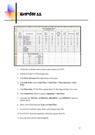 Ms excel excersices | PDF