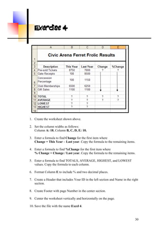 Ms excel excersices | PDF
