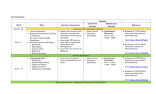 MS Excel for Business and Management Elective Course Syllabus ay 2020 ...