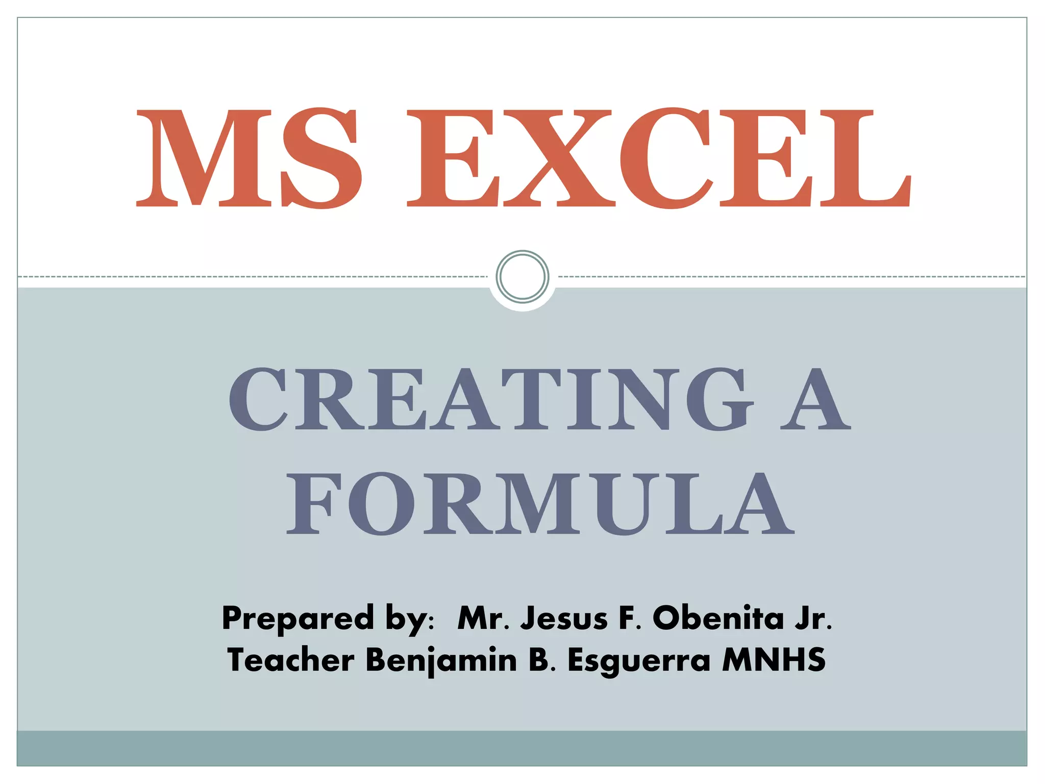 Ms excel formula | PPTX
