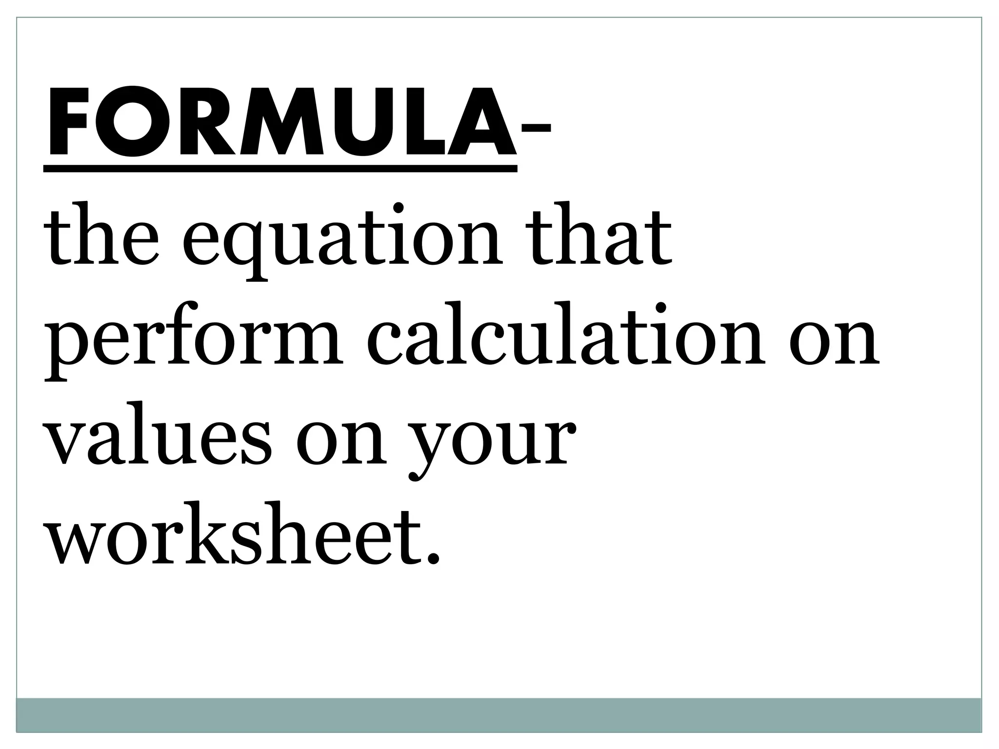 Ms excel formula | PPTX