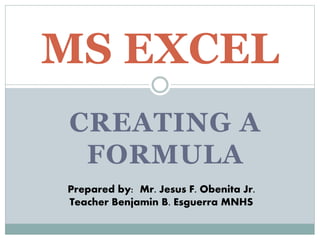 Ms excel formula | PPTX | Chemistry | Science