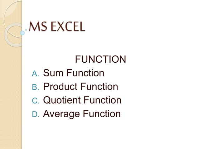 MS Excel Function | PPT