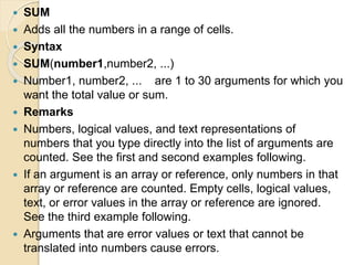 MS Excel Function | PPTX