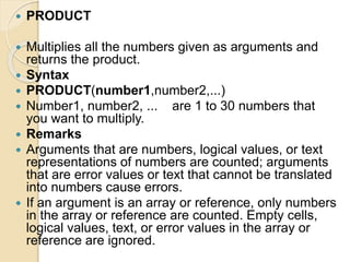 MS Excel Function | PPTX