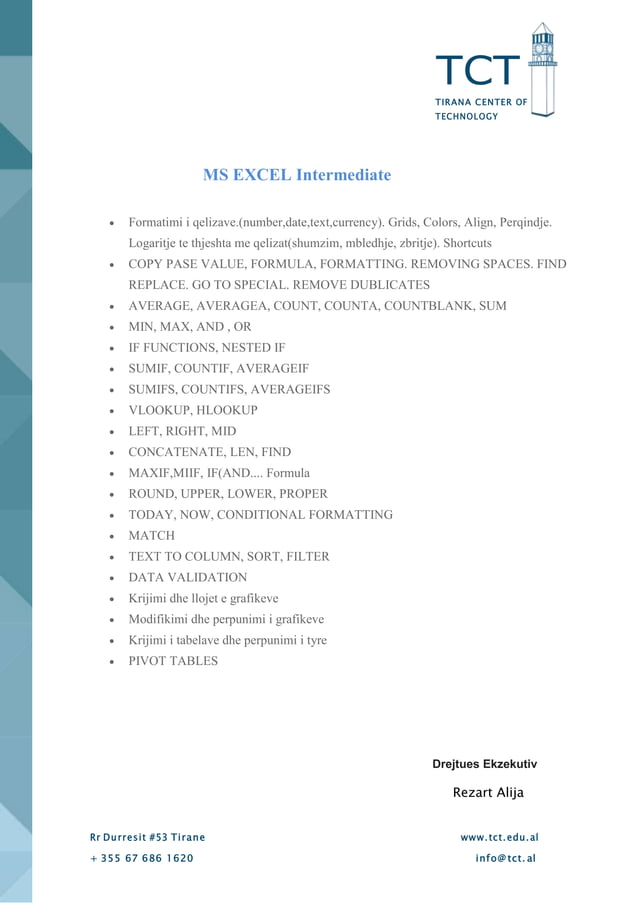 Kursi Microsoft Excel Intermediate | PDF