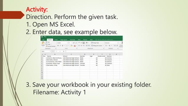 MS EXCEL LESSON.pptx | Computing | Technology & Computing