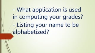 MS EXCEL LESSON.pptx | Computing | Technology & Computing