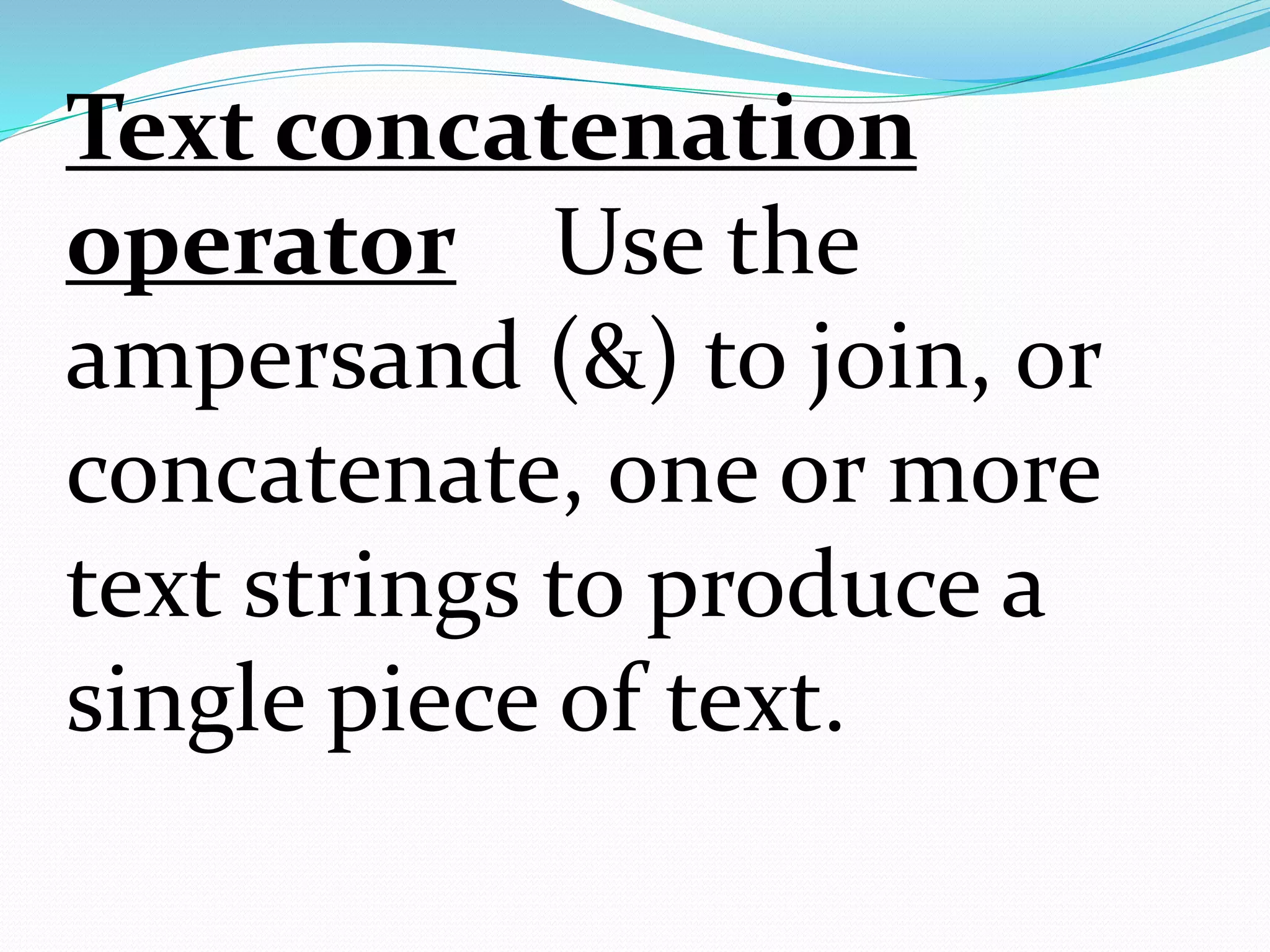 MS Excel: The Four Types of Operator | PPTX