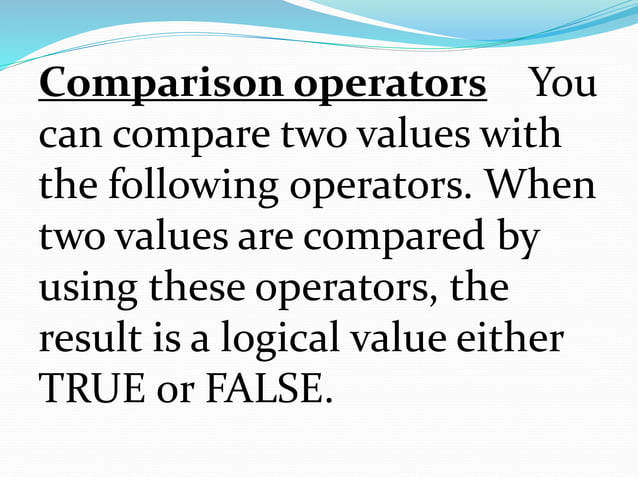 MS Excel: The Four Types of Operator | PPTX