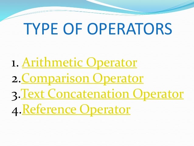 Ms Excel The Four Types Of Operator 