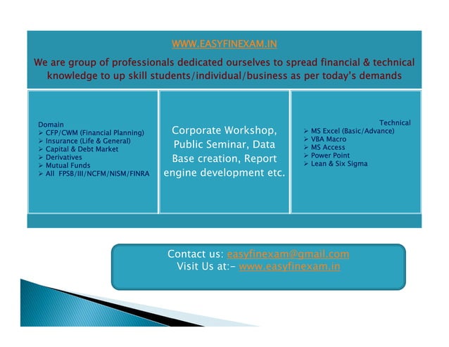 Financial & technical Training CFP/MS Excel | PPT