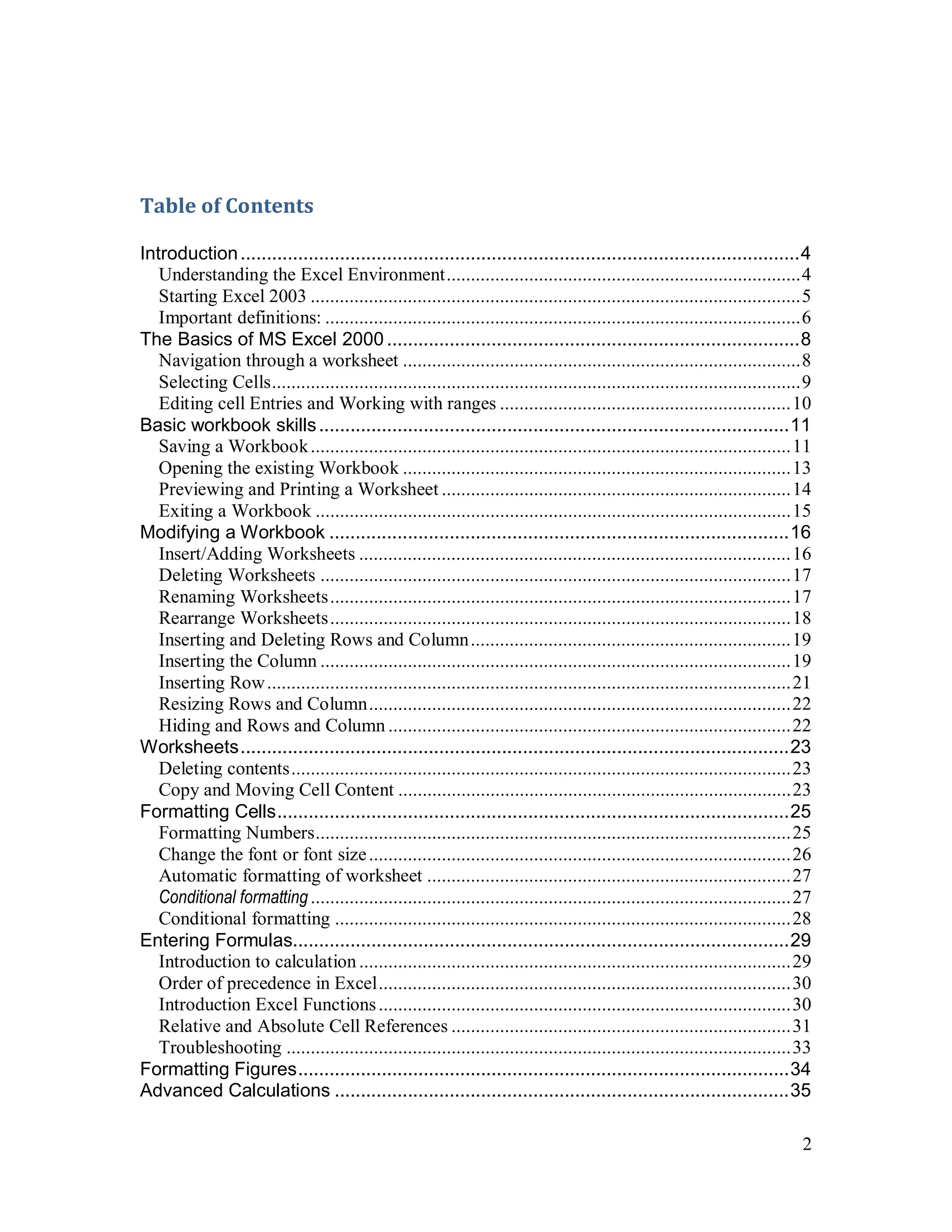 Ms excel training manual | PDF