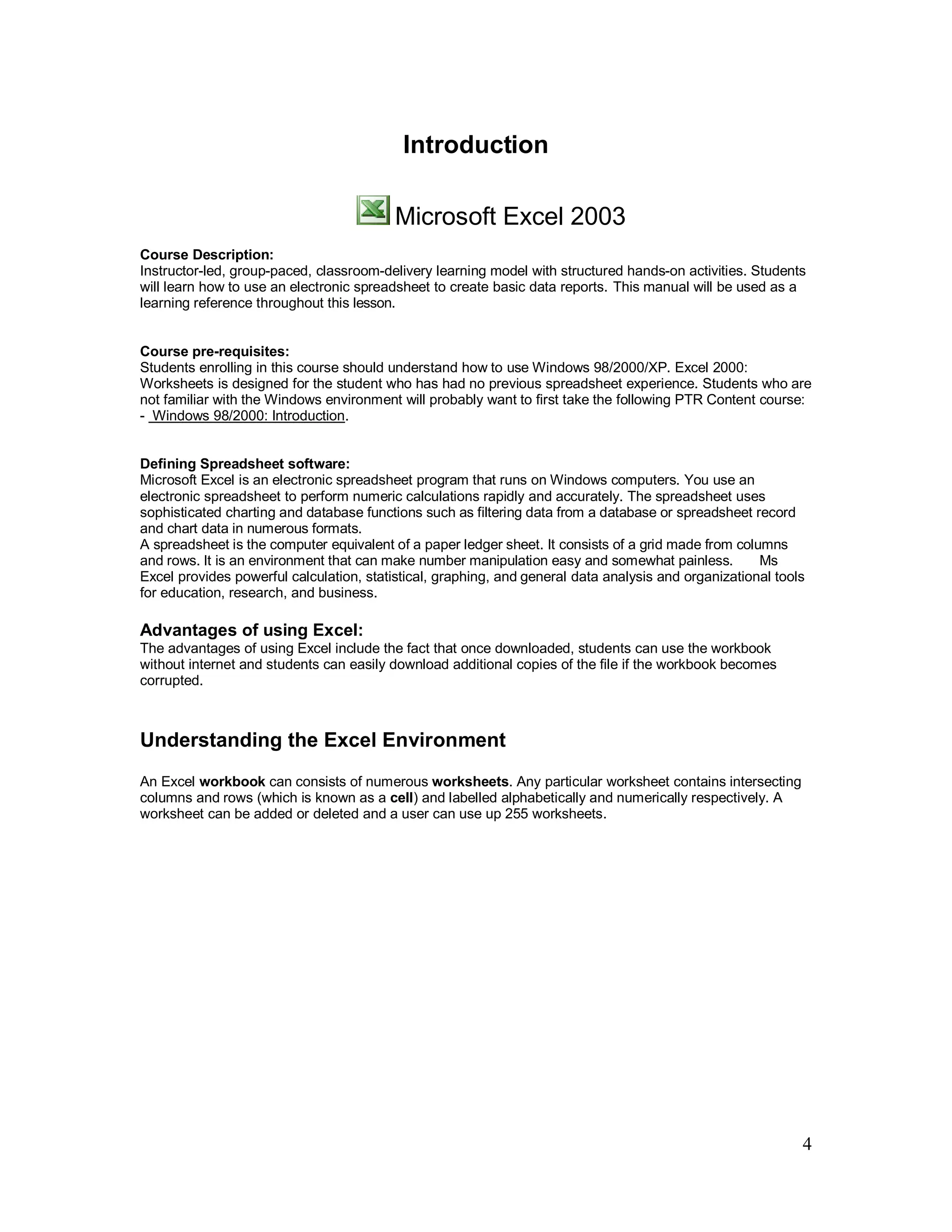 Ms excel training manual | PDF
