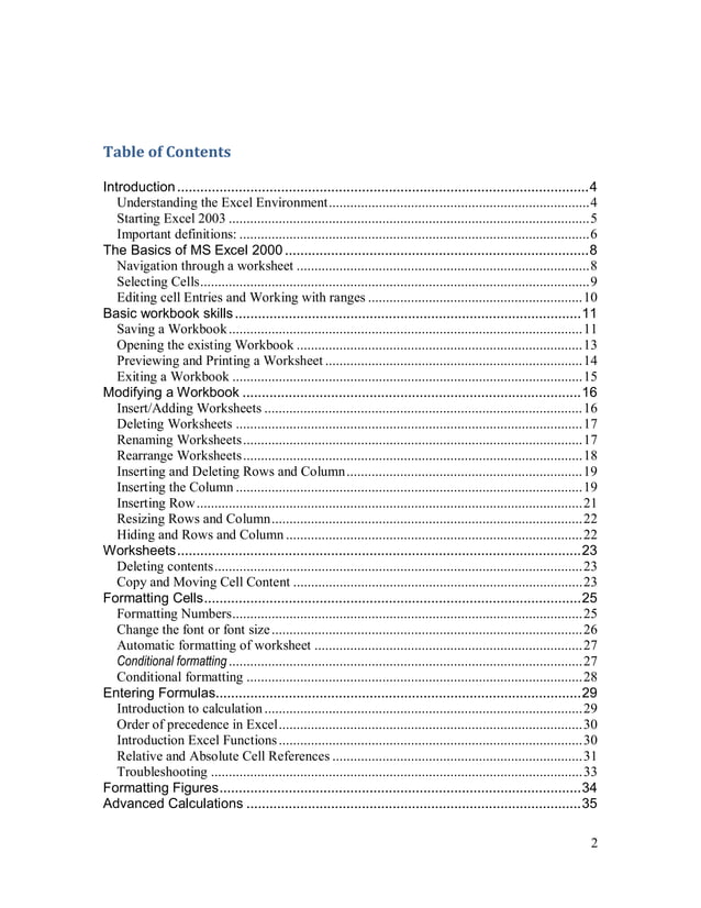 Ms Excel Training Manual Pdf 