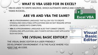 Ms excel vba basic concepts. Excel VBA Training | PPTX