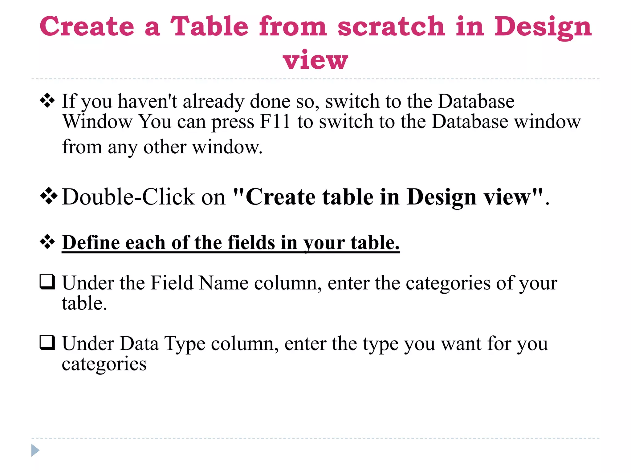 Ms access basics ppt | PPTX