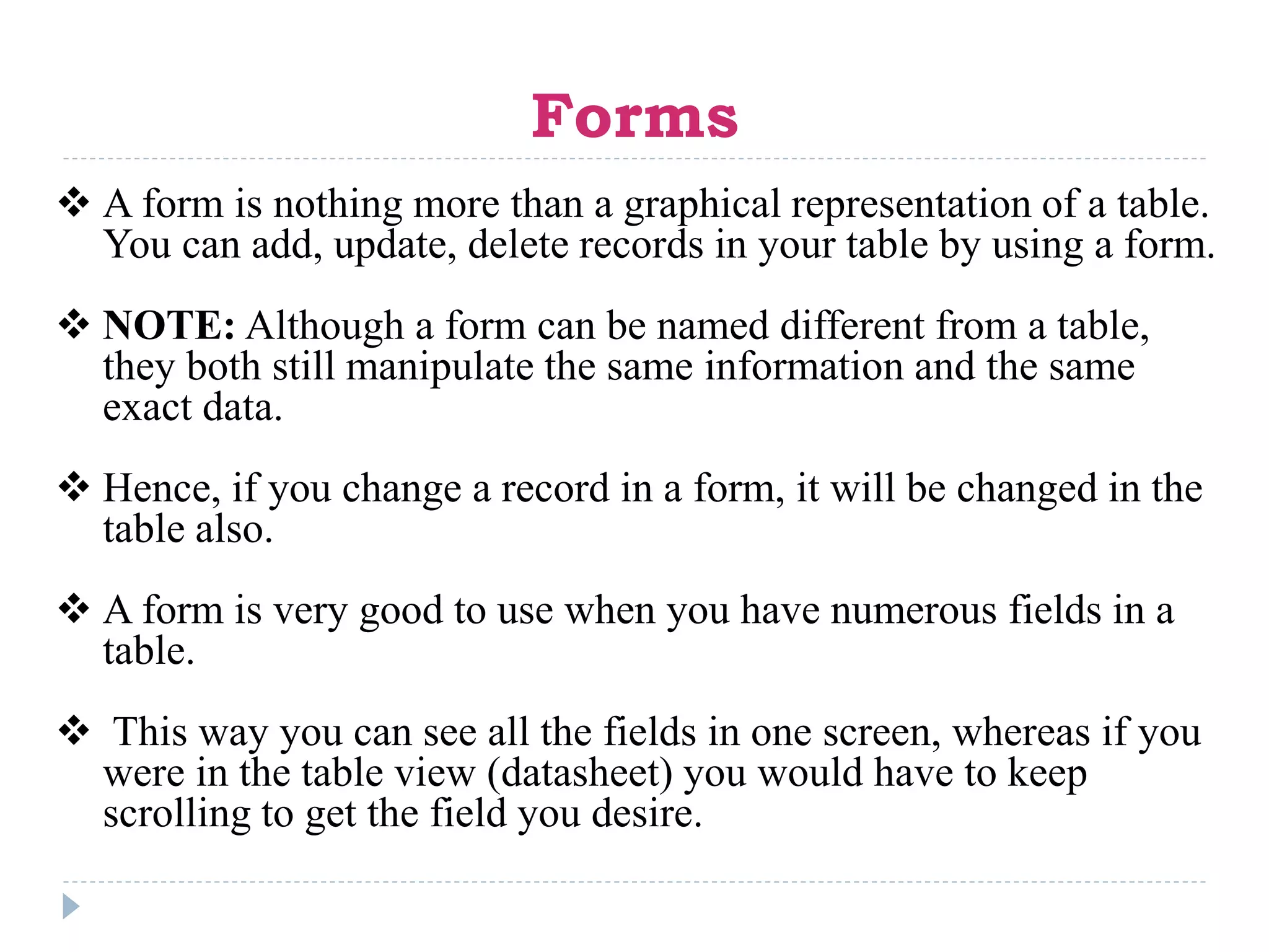 Ms access basics ppt | PPTX