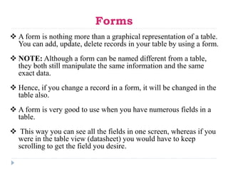 Ms access basics ppt | PPTX
