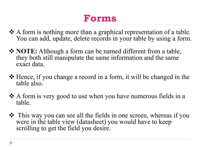 Ms access basics ppt | PPTX | Desktop Publishing | Computer Software and Applications