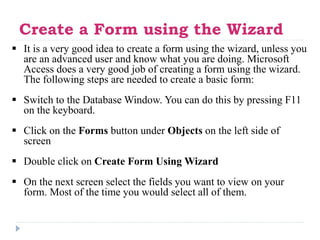 Ms access basics ppt | PPTX