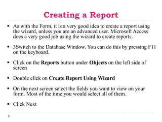 Ms access basics ppt | PPTX
