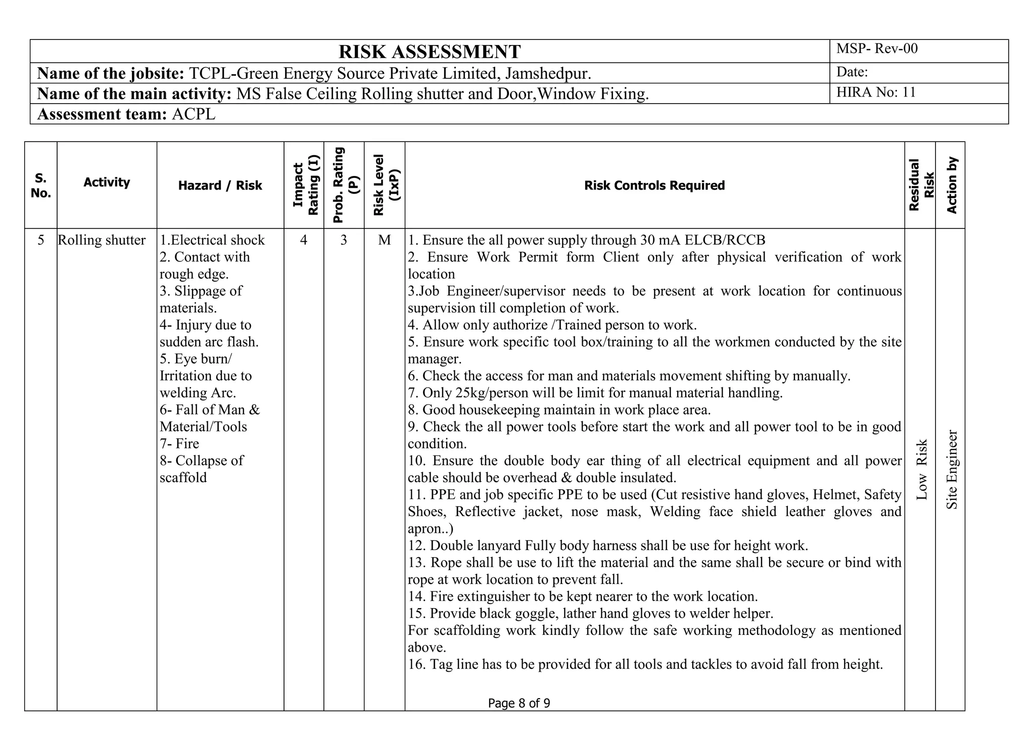 MS False Ceiling Rolling shutter & Door,Window Fixing_RA.doc