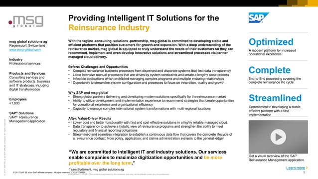 msg global - Providing Intelligent IT Solutions for the Reinsurance ...