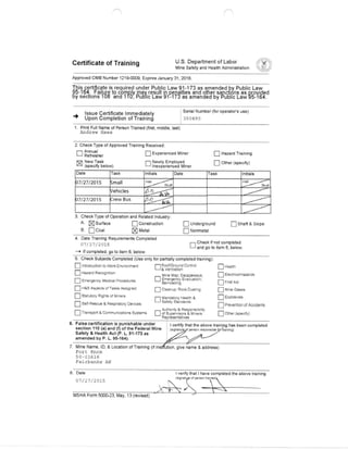MSHA Form 5023 for Andy Haws | PDF