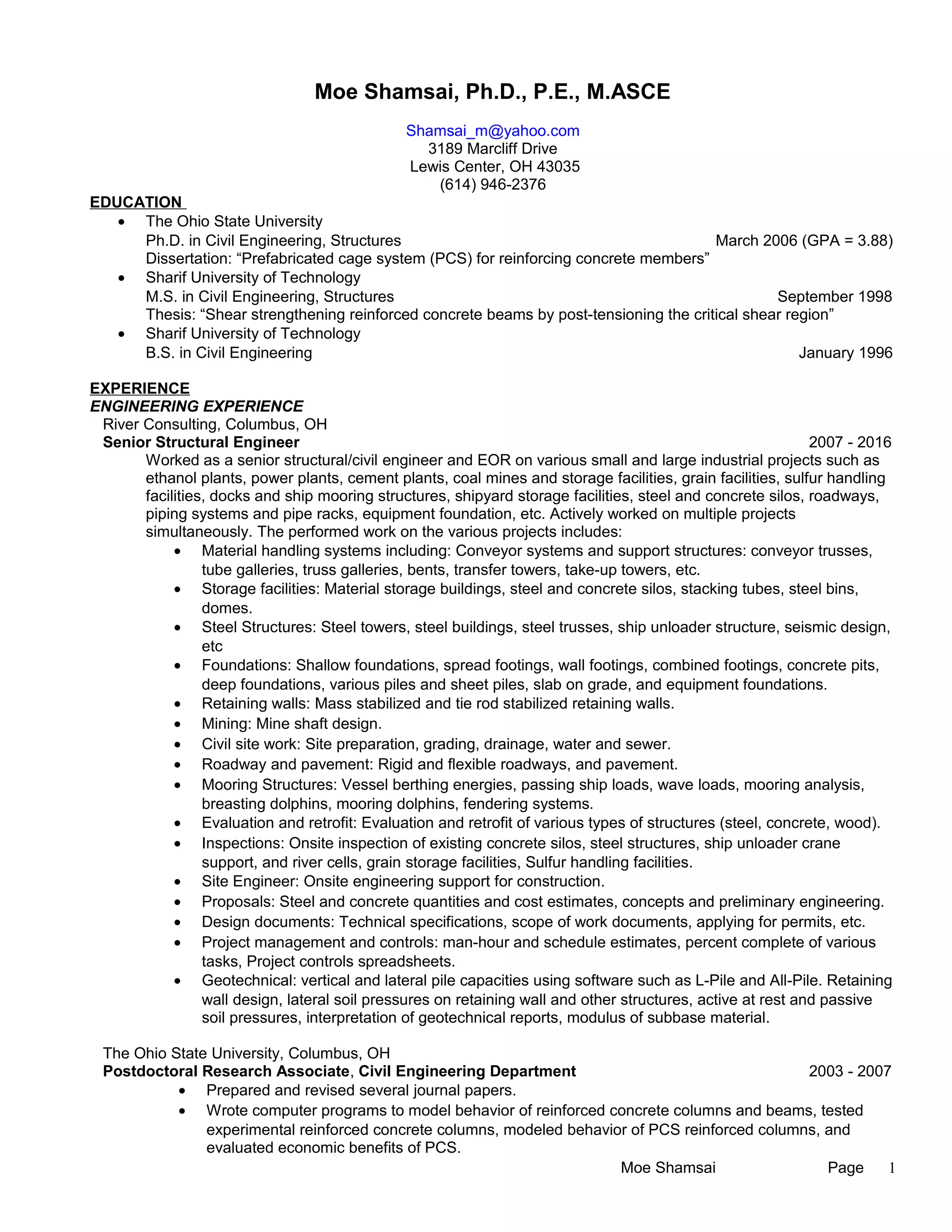 M shamsai resume | DOC