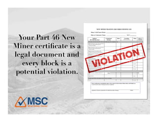 MSHA Part 46 - How To Complete New Miner Certificates | PDF