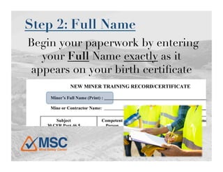 MSHA Part 46 - How To Complete New Miner Certificates | PDF