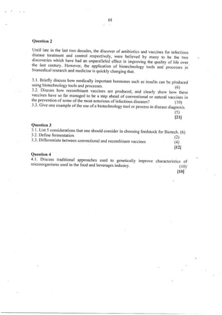 exam paper biotechnology unizulu | PDF